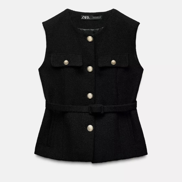 Zara | Jackets & Coats | Zara Structured Belted Vest | Poshmark